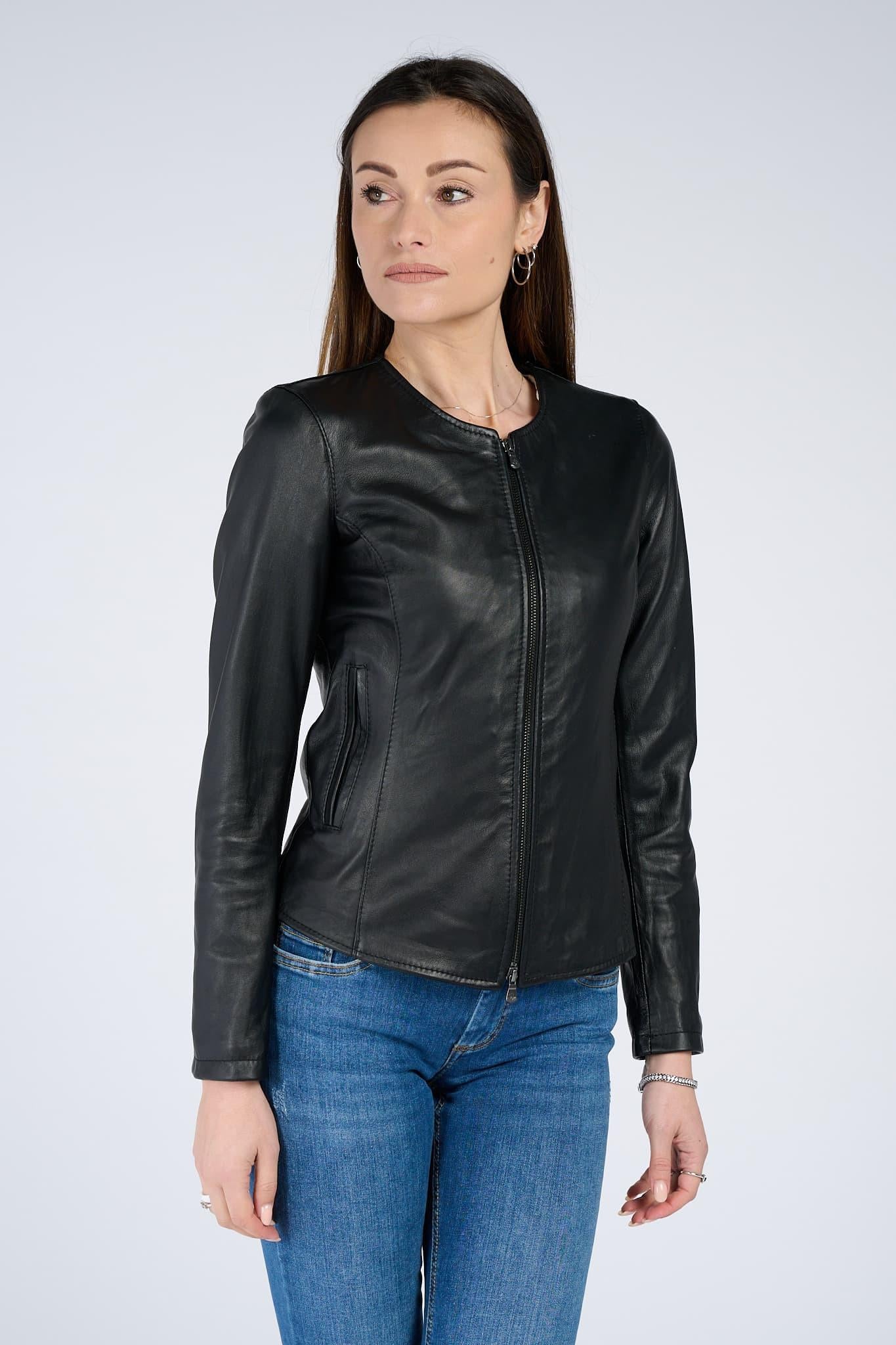 Irene Long Black Leather Jacket for Women | Barone Firenze