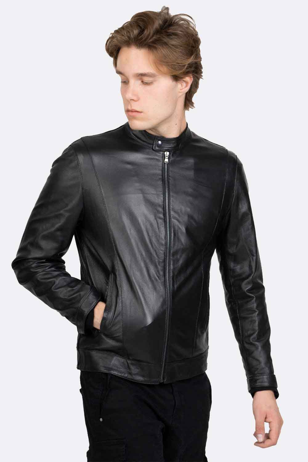Nicco men's black leather jacket | Baron Florence